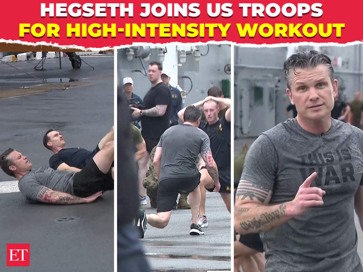 Pete Hegseth joins US troops for high-intensity workout aboard USS ...