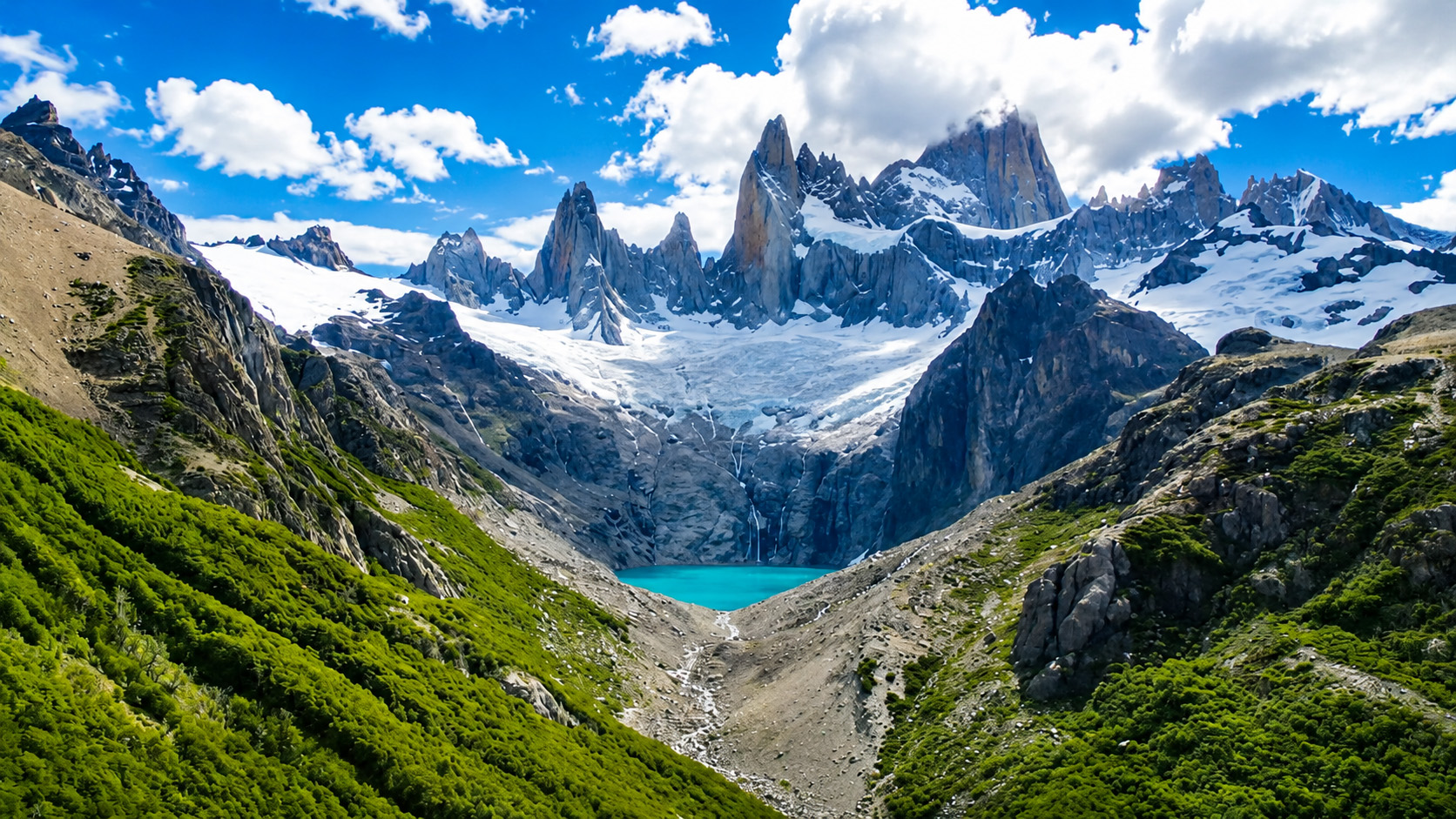 Giant granite towers rising above Patagonia’s wild landscape