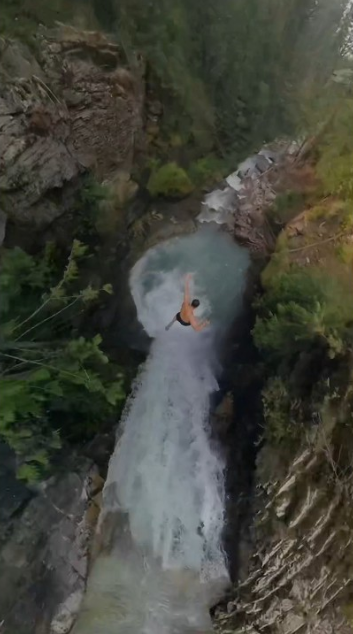 No drone needed for this insane cliff jump
