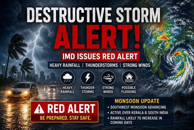 IMD issues red alert for heavy rain and severe storms; monsoon progress ...