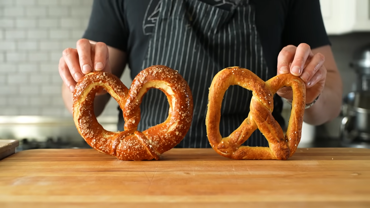 Inside the method that gives pretzels their signature crust