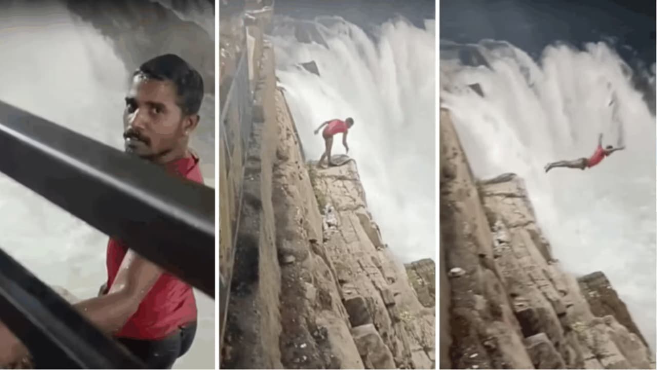 Olympics-level dive: Madhya Pradesh man’s dangerous jump into Dhuandhar ...