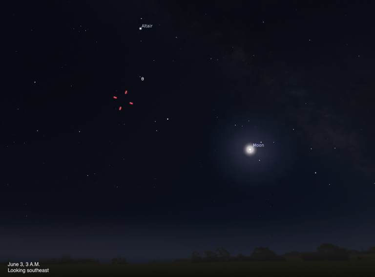 The sky today on Tuesday, June 2: Titan stands close to Saturn