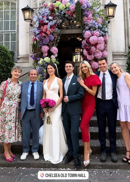 Rosanna Davison is a lady in red as hunky brother ties the knot