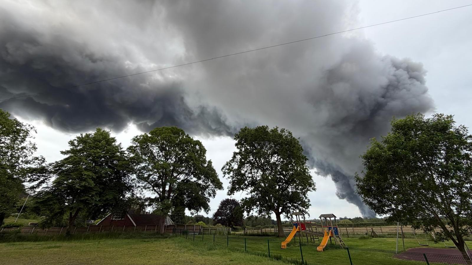 Smoke seen for miles after fire breaks out