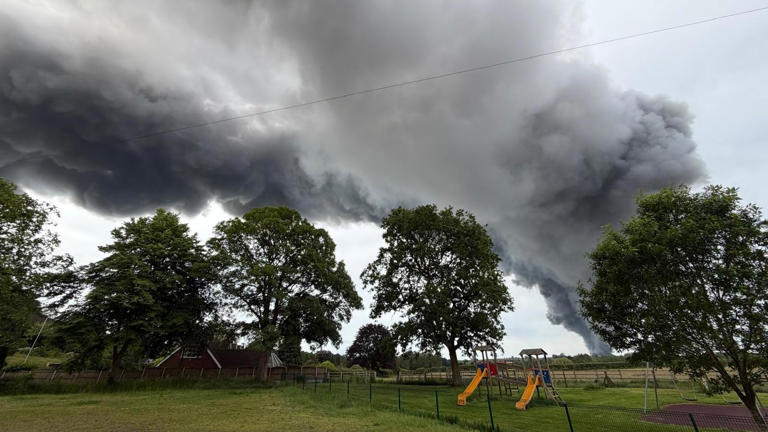 Smoke seen for miles after fire breaks out