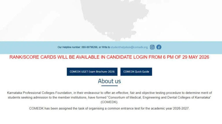 COMEDK UGET result 2026 release time changed at comedk.org; here’s when ...