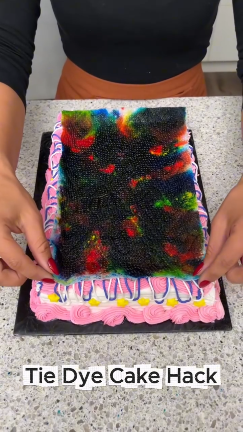 Easy tie dye cake hack for a fun dessert