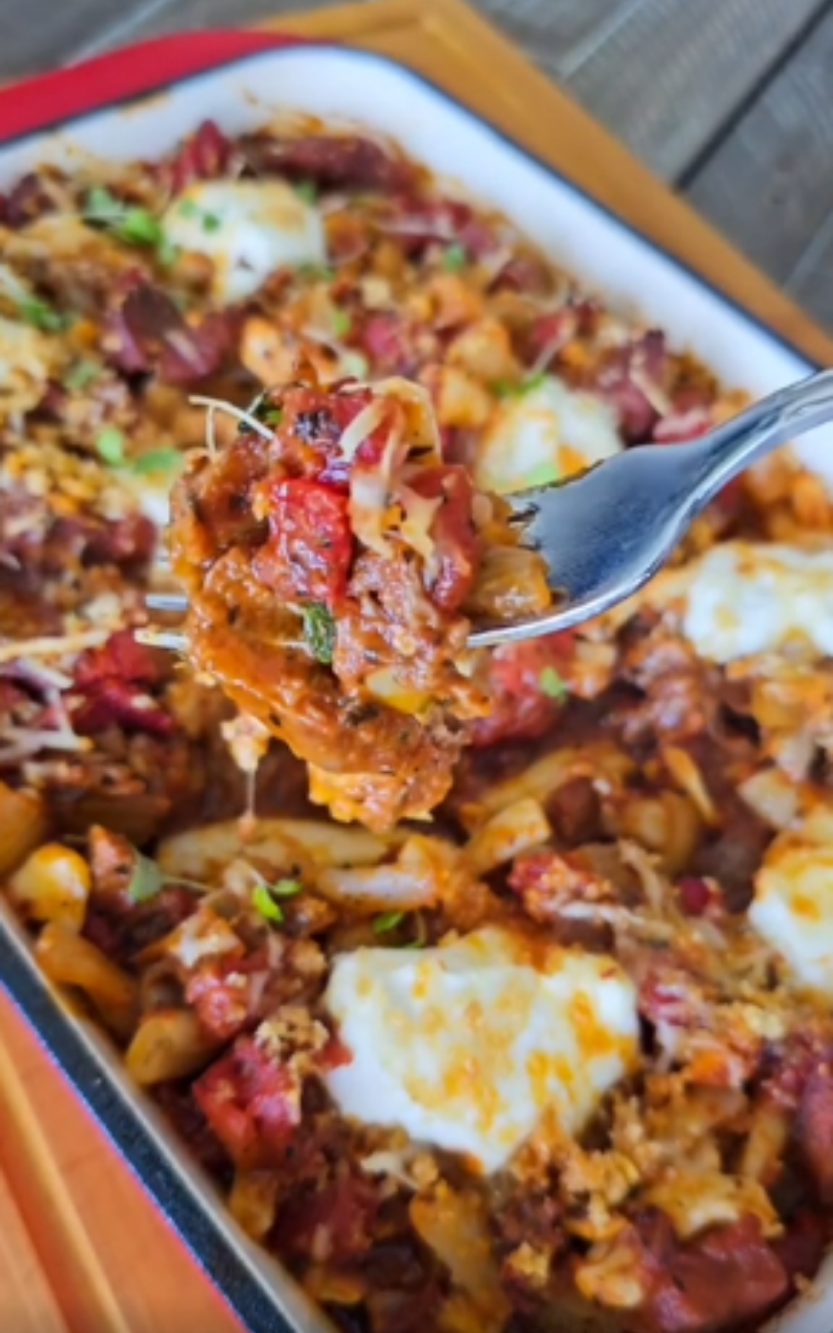 Low-carb red curry baked ziti | Spicy fusion pasta bake recipe