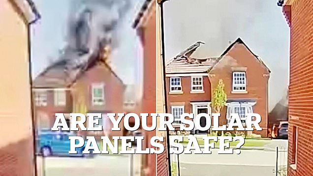 Solar panels catch fire atop a £600,000 new build home