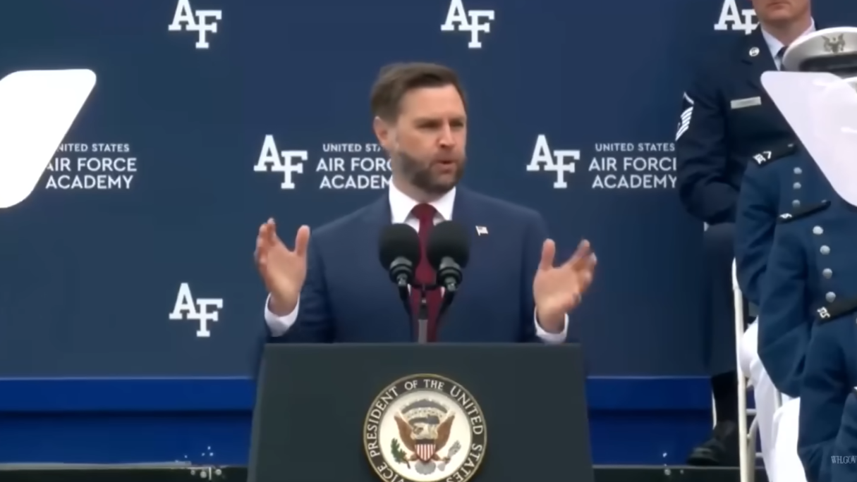 Vance loses it over boos as graduation speech goes wrong