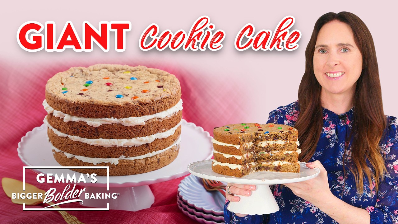 Chocolate chip cookie cake recipe – 4 layers of soft & chewy goodness!