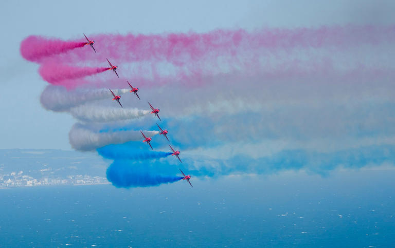 Where the Red Arrows will fly over the UK today