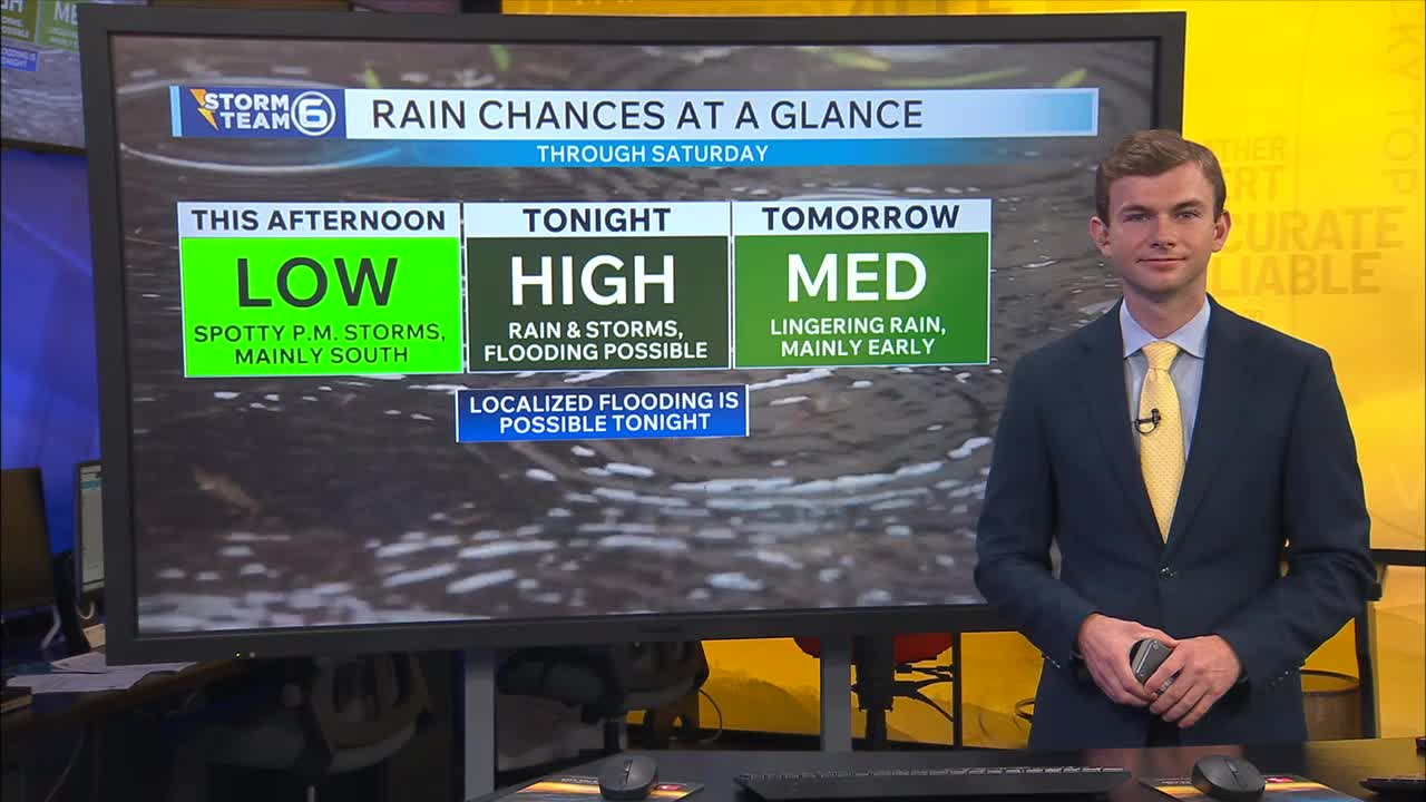Heavy rain tonight could lead to isolated flash flooding