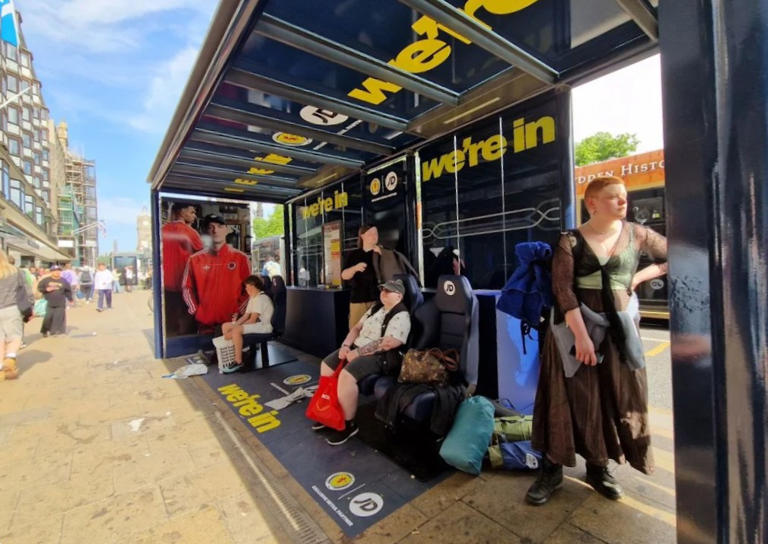 Edinburgh bus stop transformed into Scotland subs bench ahead of World Cup