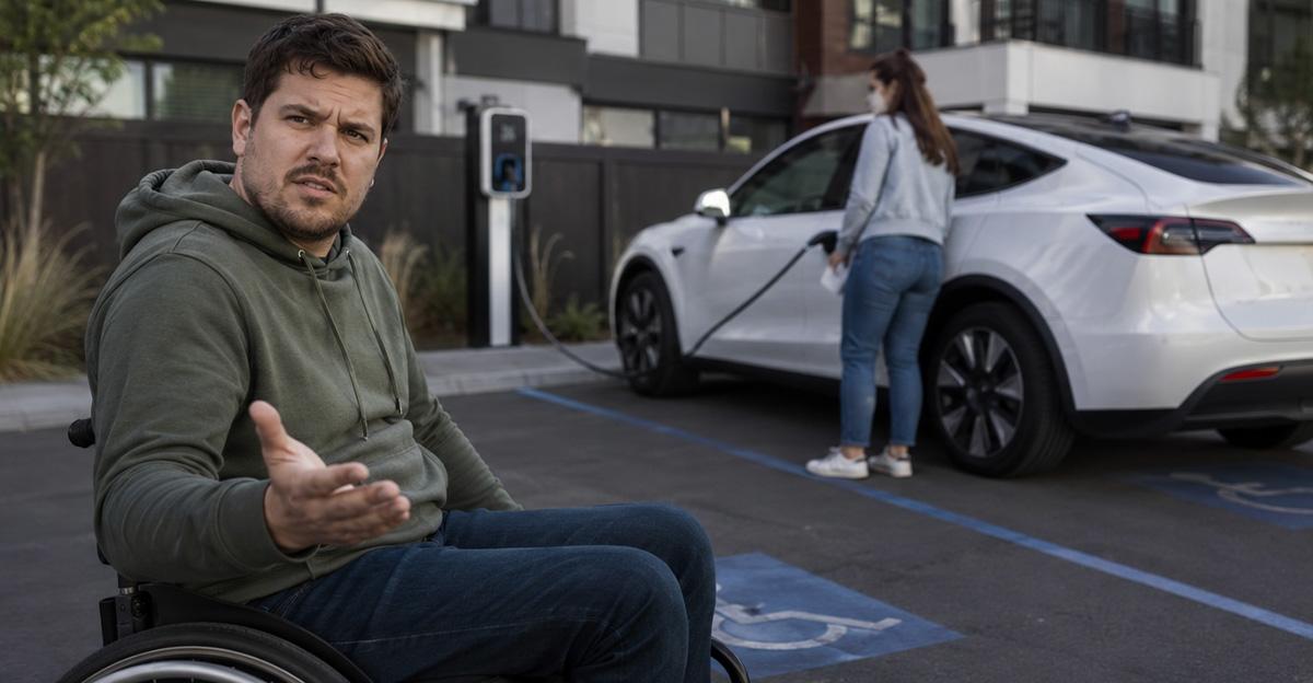My apartment has disabled parking that I use right next to an EV ...