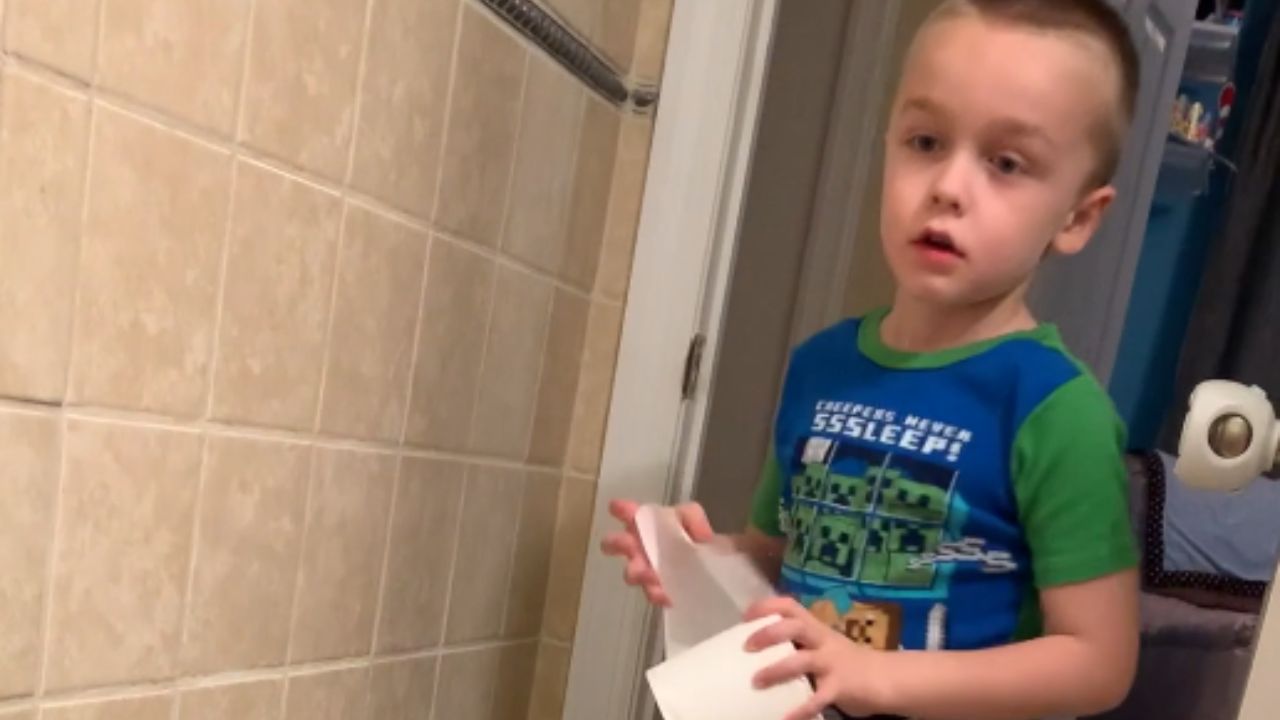 Little boy launches a full-blown meltdown after mommy's messy mischief