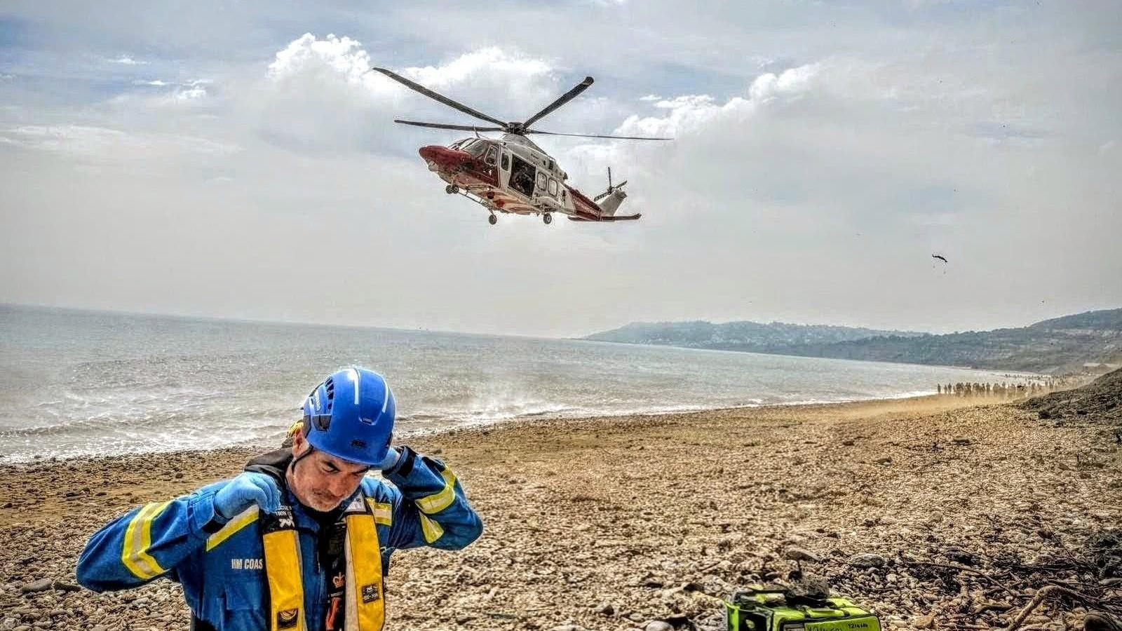 Helicopter rescue after person falls from cliff