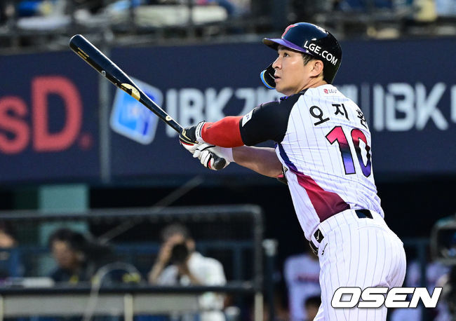 LG 오지환 달아나는 스리런포, '밀어서 넘겼어'