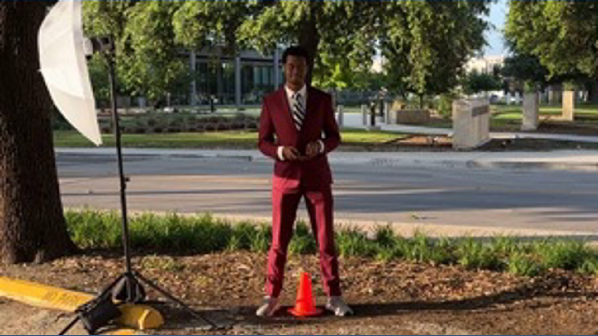 Behind-the-scenes lie shot for morning show