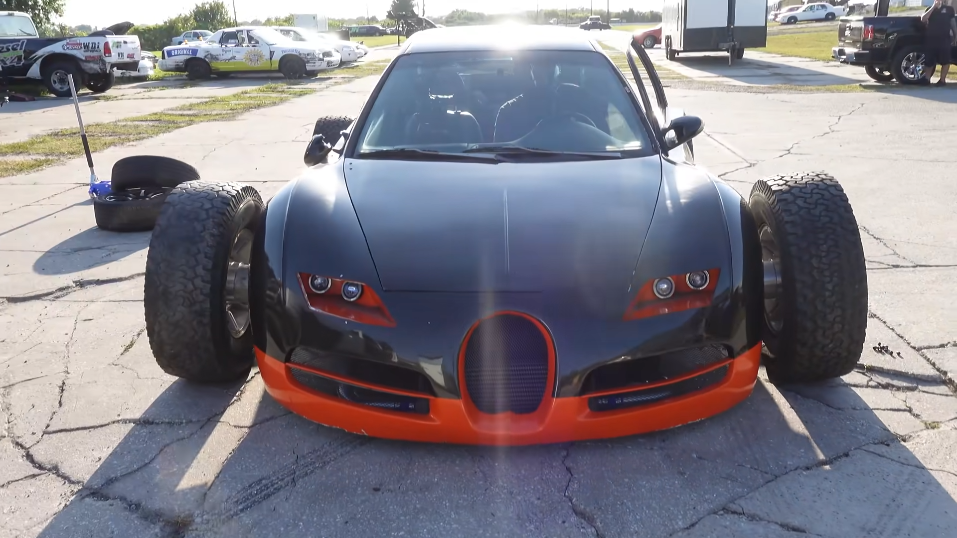 Watch what happened when I put giant wheels on a Bugatti
