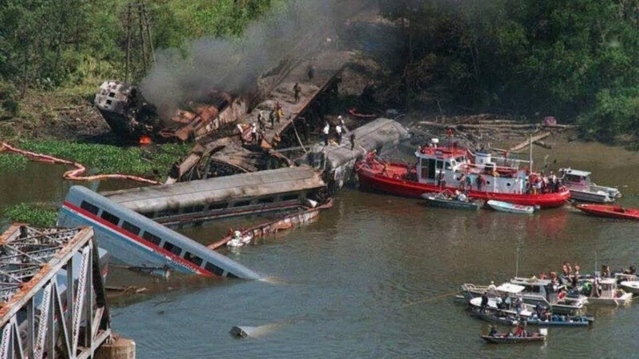 The train hit the missing bridge at 72 mph then everything collapsed