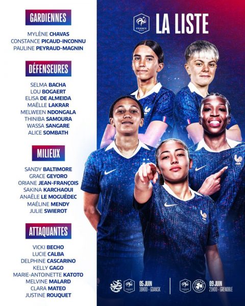 The French women’s national team squad list for June, PSG included