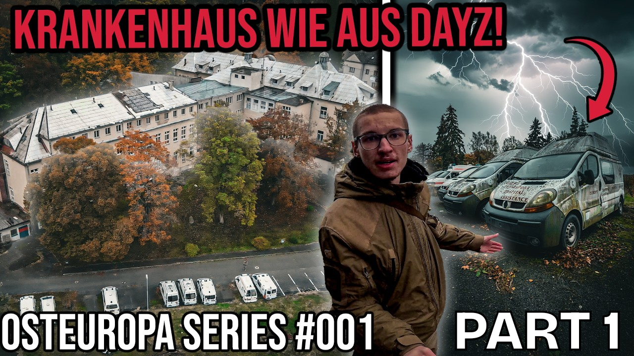 Verlassenes Krankenhaus wie aus DayZ, sogar die Rettungswagen sind noch ...