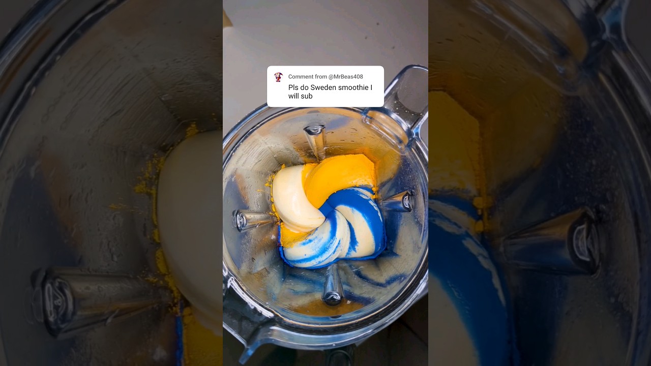 Making a Swedish flag smoothie 🇸🇪