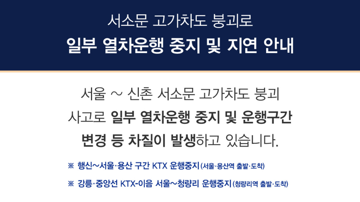 서소문 사고 여파, 30일 열차 115회 운행 중지…KTX·ITX 환불 확인 방법?