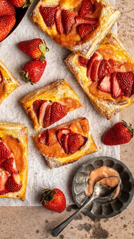 Strawberry & rhubarb cheese danish sweet & tangy perfection