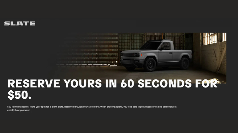 Slate wants $300 from EV truck buyers before revealing the final price