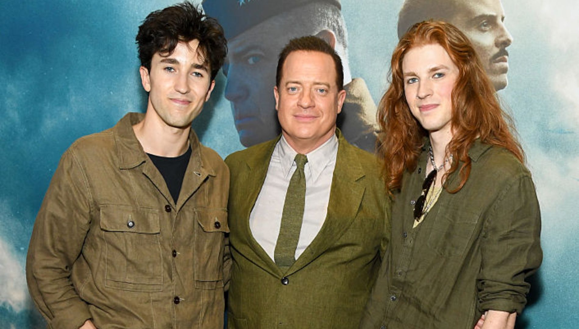 Brendan Fraser on the red carpet with his family at the premiere of ...
