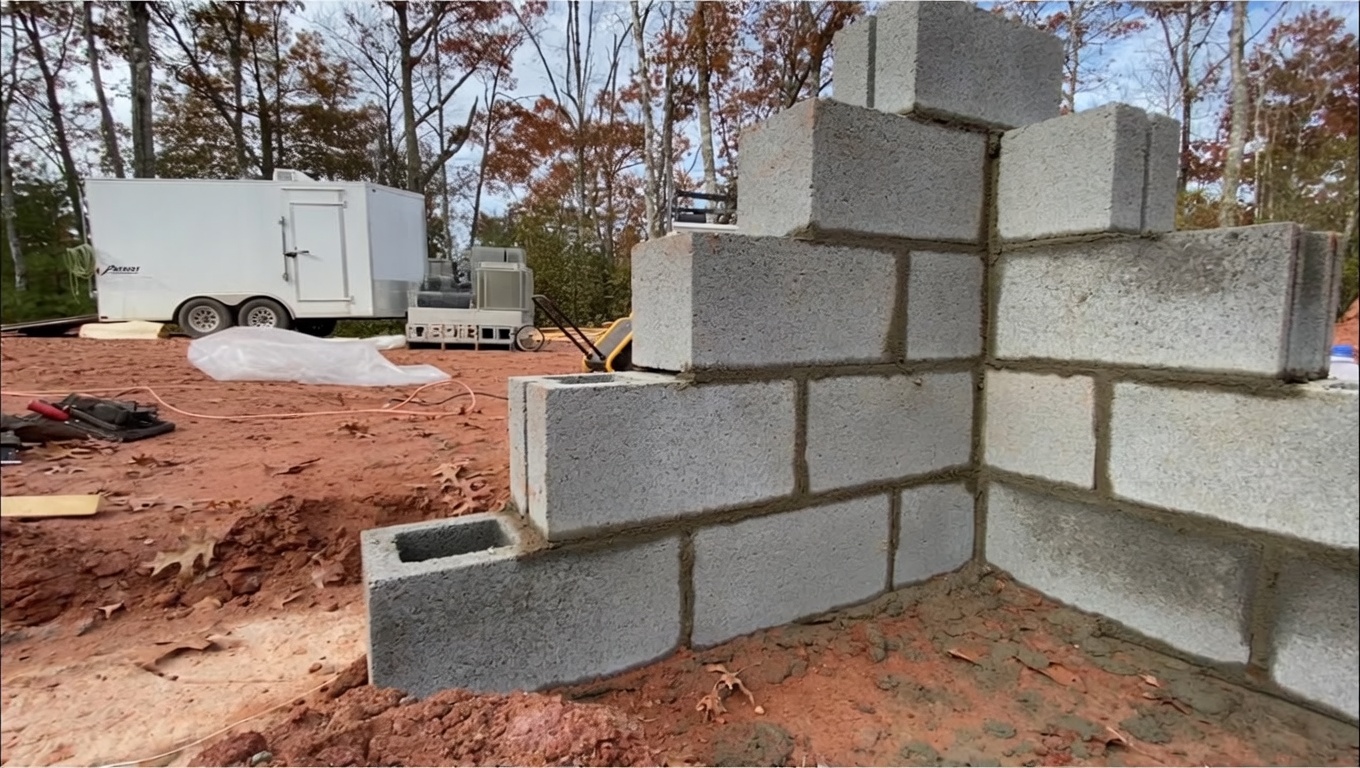 Foundation block & concrete setup