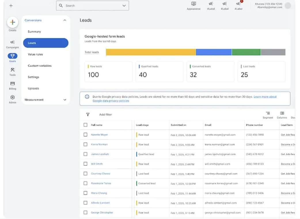 Google Ads launches built-in lead management dashboard