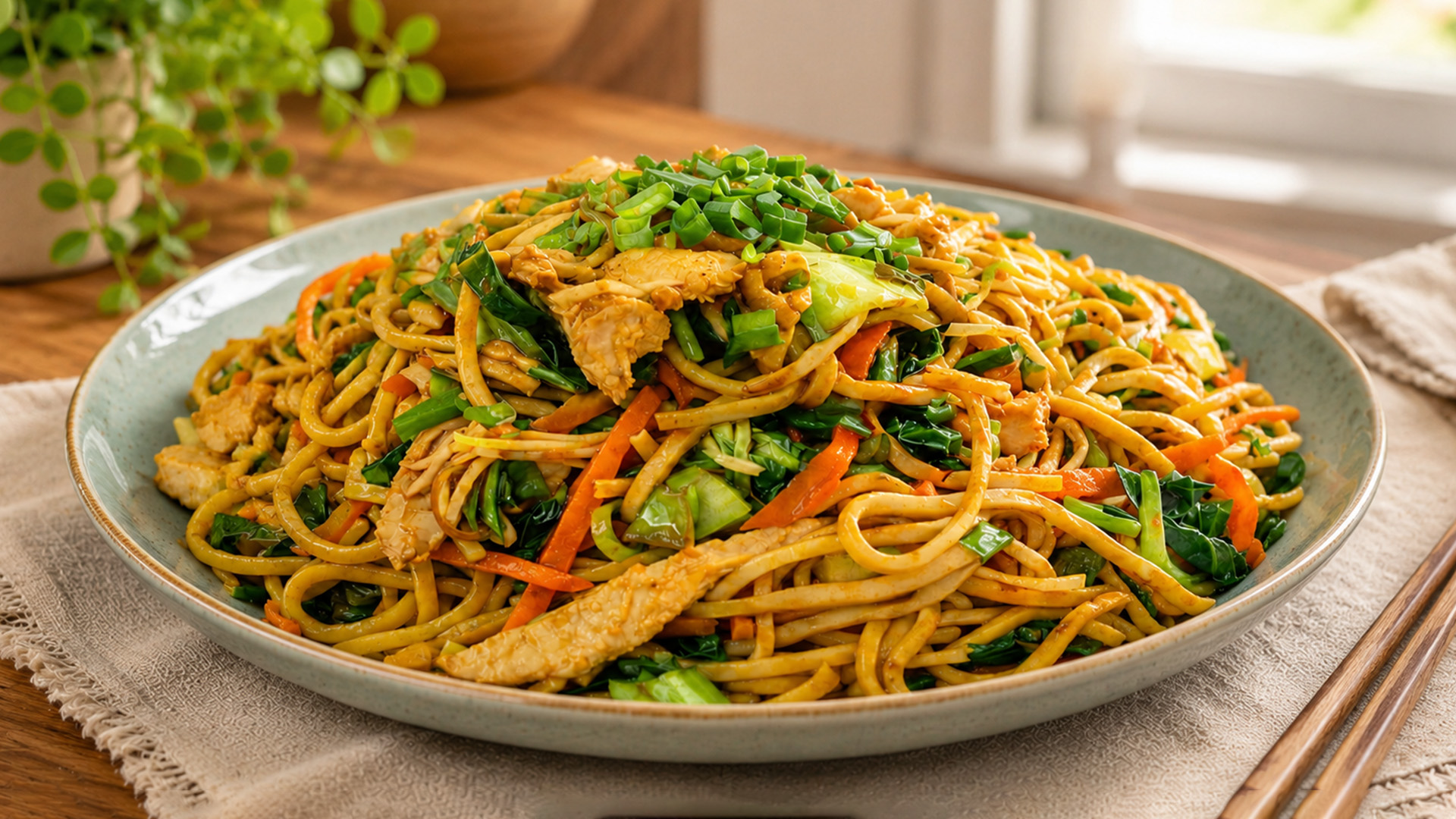 How to make chicken lo mein noodles at home