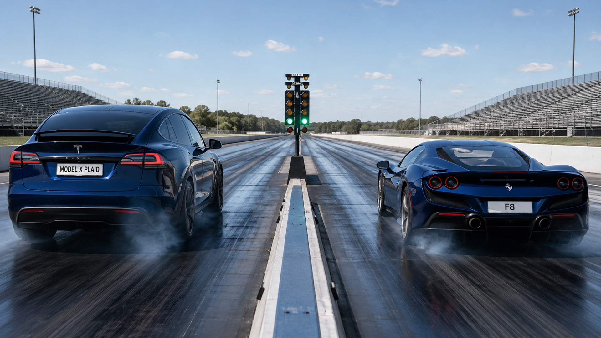 1020HP Tesla Model X Plaid faces 900HP Ferrari F8 drag race
