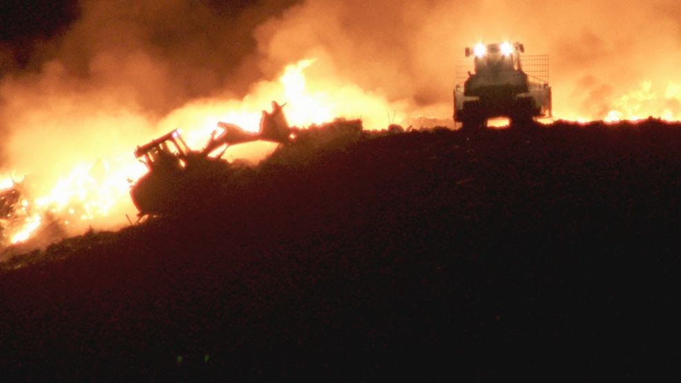 Firefighters respond to fire at waste management center near Magna