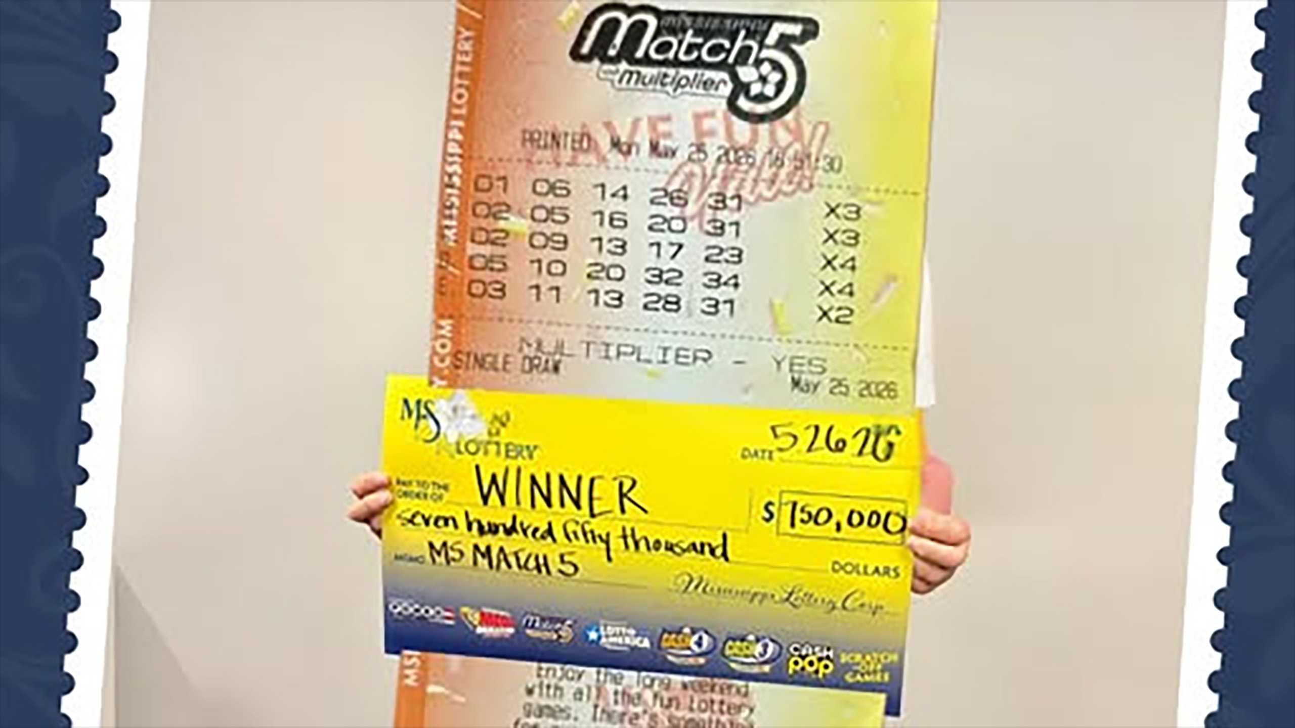 Single Mississippi Match 5 ticket hits jackpot with $750,000 prize