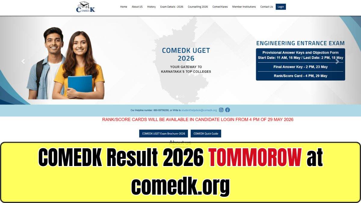COMDEK Result 2026 Releasing Today at 6 PM on comedk.org - Check Steps ...