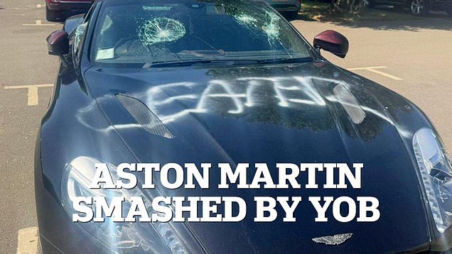 £200k Aston Martin destroyed by a masked yob at a golf course