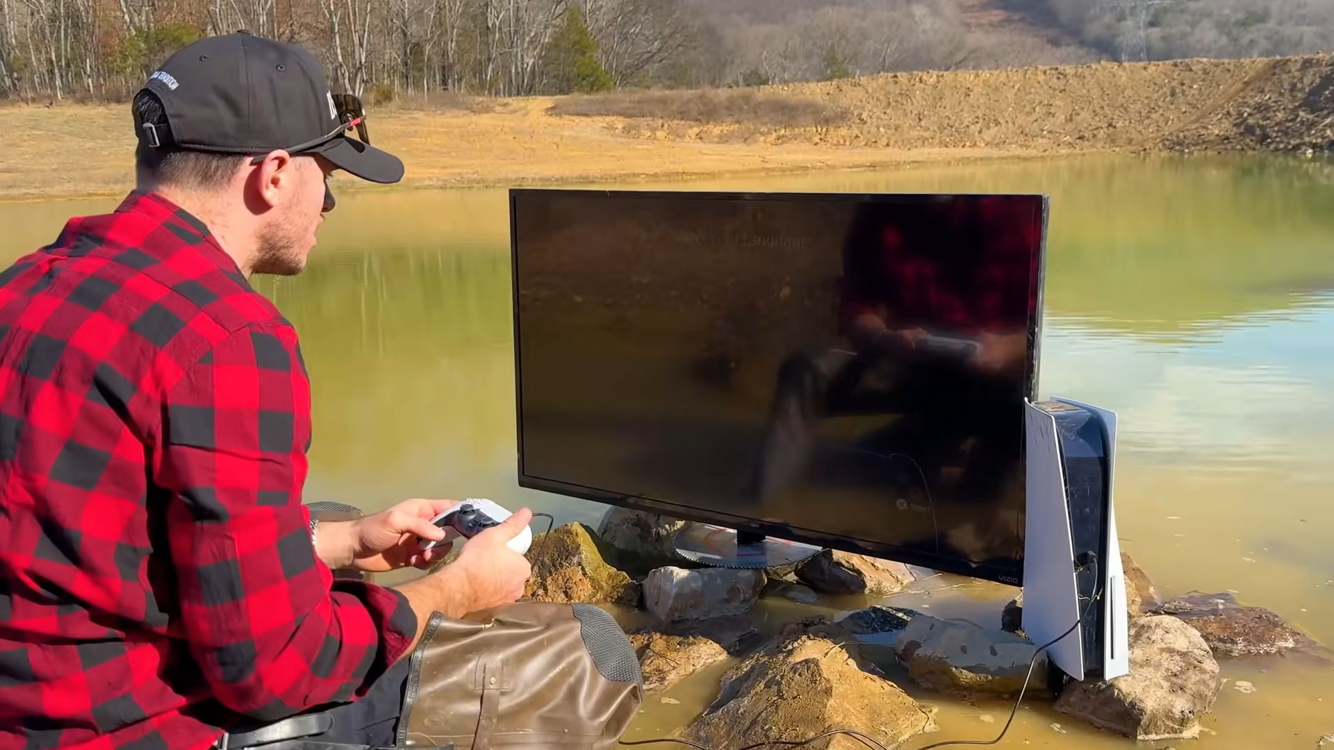 His PlayStation kept overheating - so he played it from a lake