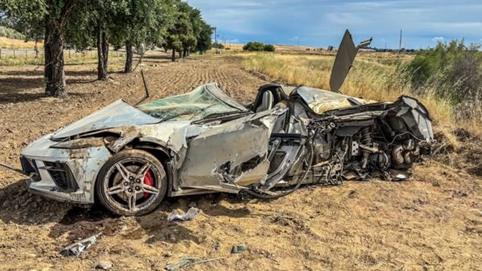Crash sends Corvette hundreds of feet before flipping over, driver in ...