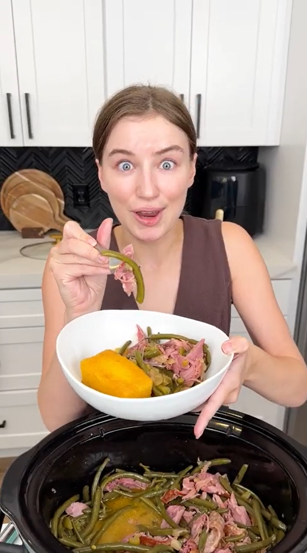 Crockpot loaded green beans that disappear fast
