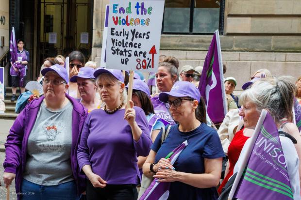 Education staff stage protest against violence in Glasgow schools
