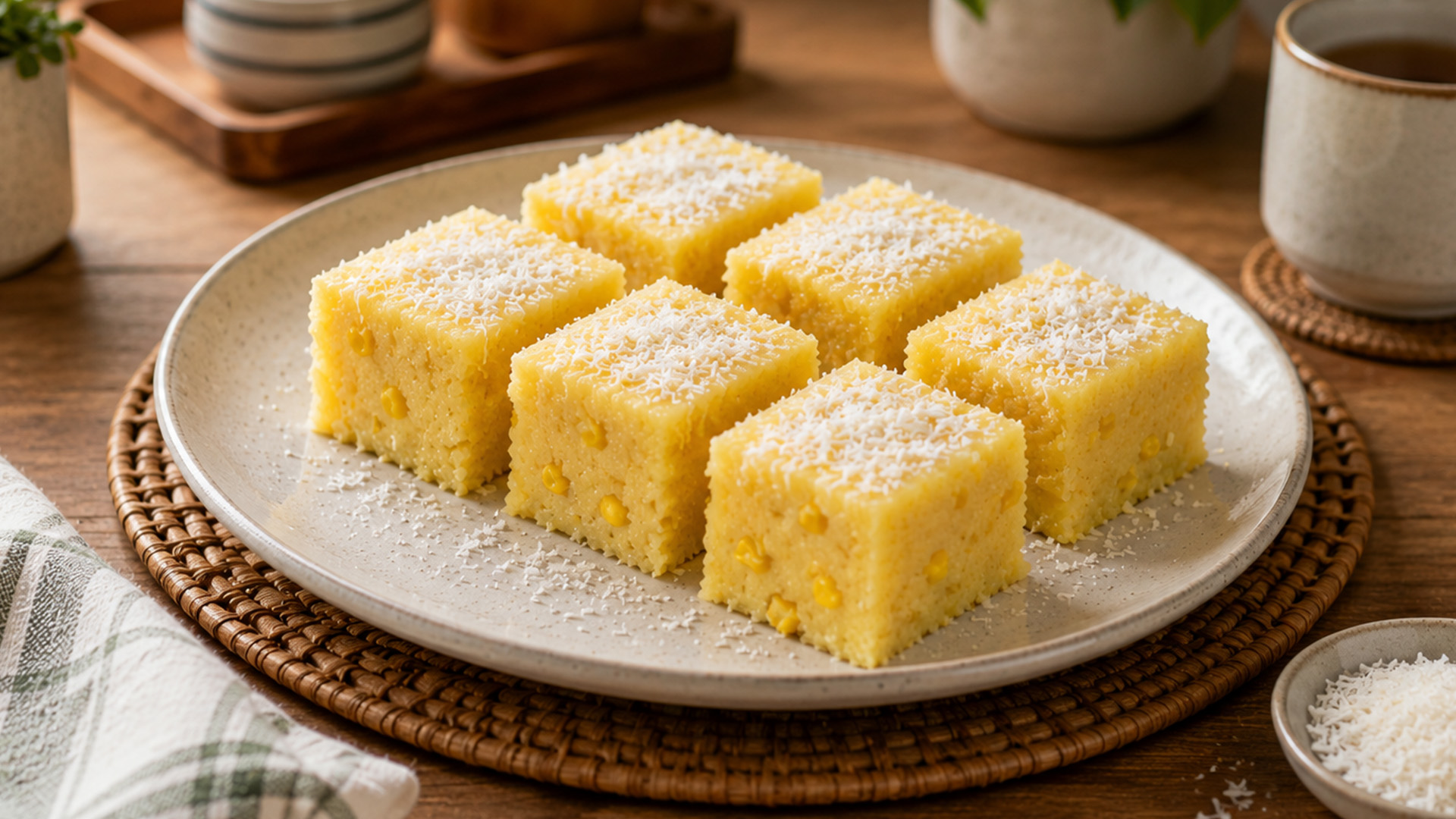 A simple coconut dessert with sweet corn flavor