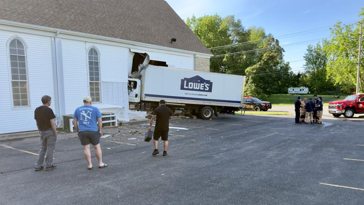 Box truck crashes into Walker church