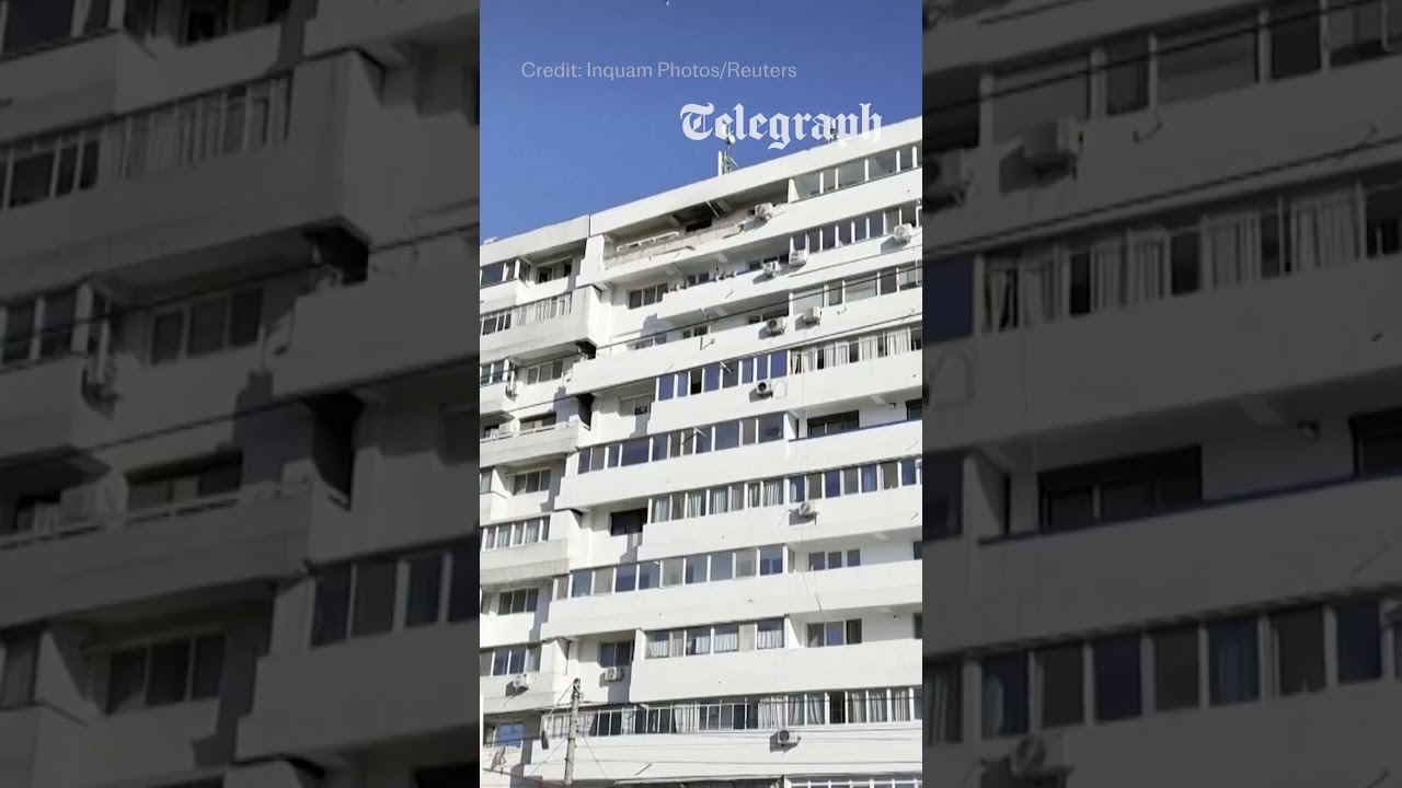 Moment Russian drone hits Romanian apartment building