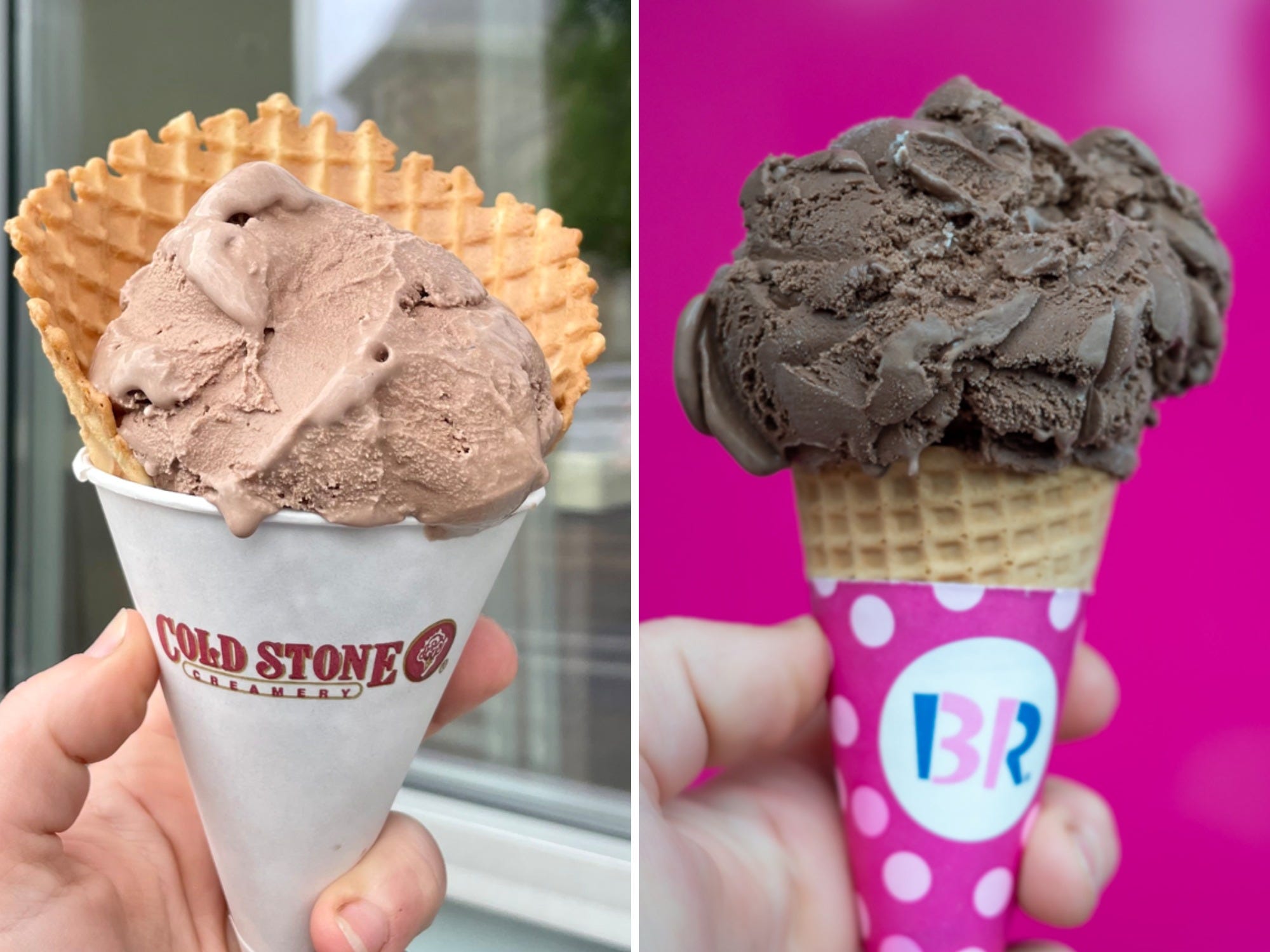 I placed the same ice-cream order at Cold Stone Creamery and Baskin ...