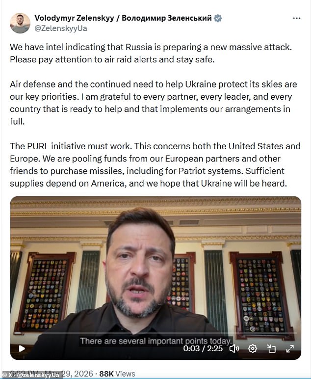 Zelensky warns Russia is prepping 'new massive attack' after drone ...
